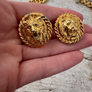 Vintage | Jewelry | Vintage Rare Anne Klein 3 Piece Gold Tone Lion Head ...